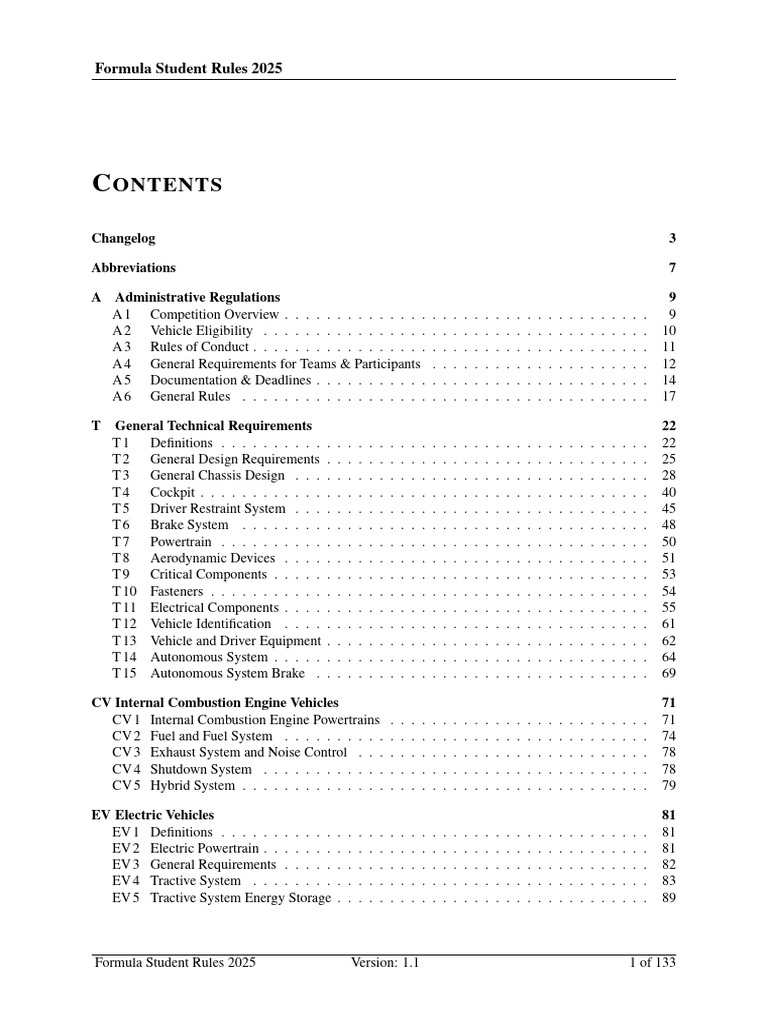 FS-Rules_2025_v1.1 | PDF | Electric Vehicle | Internal Combustion Engine