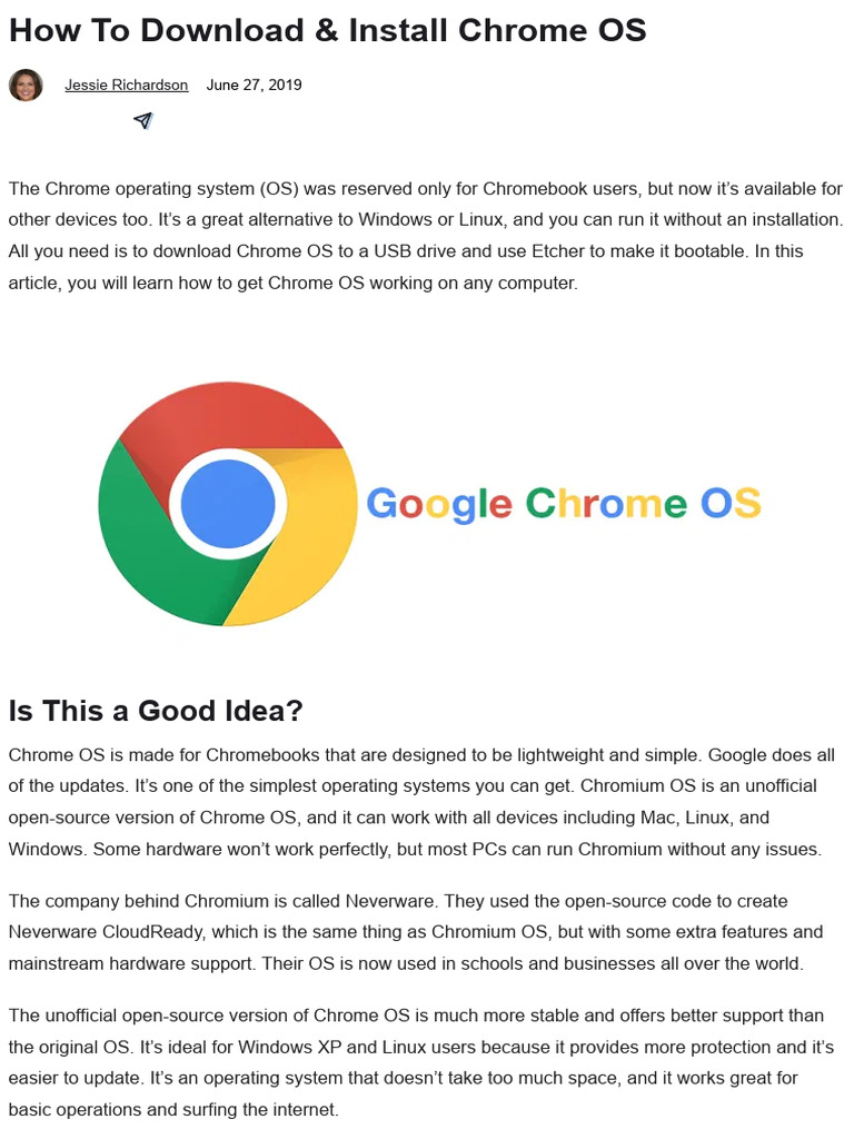 How To Download & Install Chrome OS | PDF | Operating System | Booting