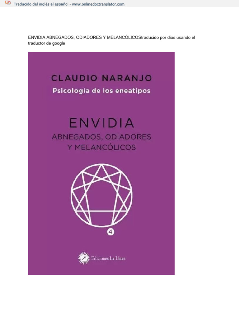 Envidia Abnegados, Odiadores y Melancólicos Translation - En.es | PDF ...