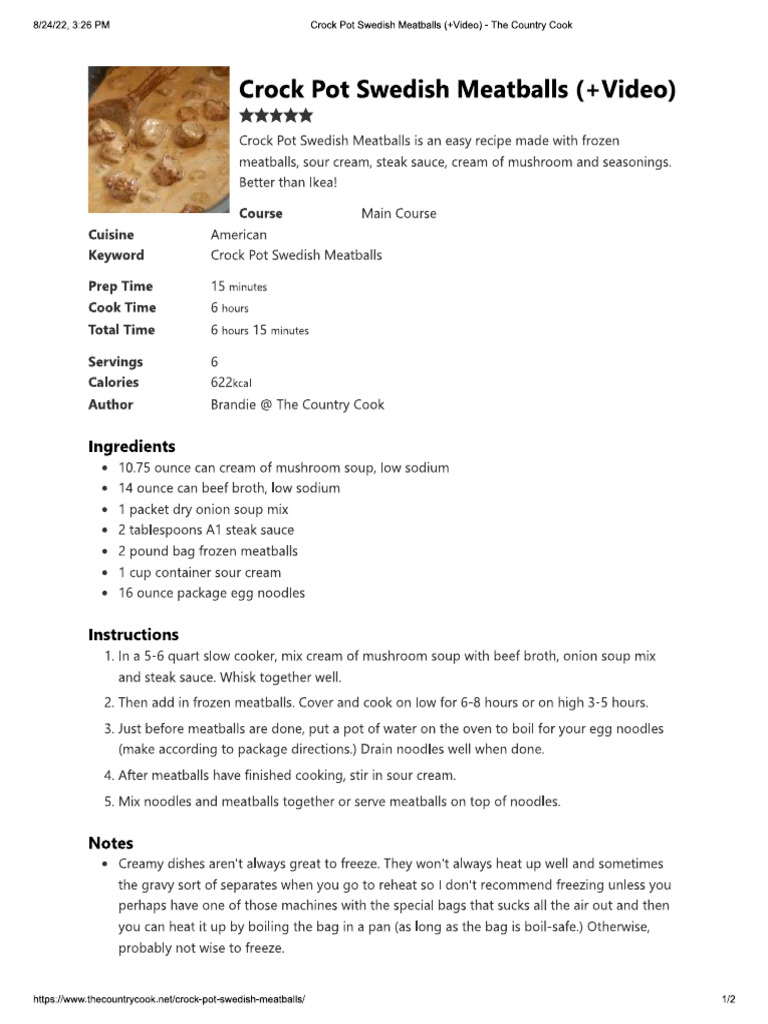 Crock Pot Swedish Meatballs | PDF