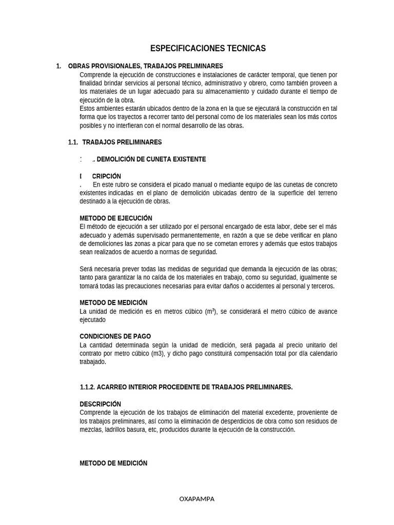 Especificaciones Técnicas de Obras Civiles | PDF | Hormigón | Colector de aguas pluviales