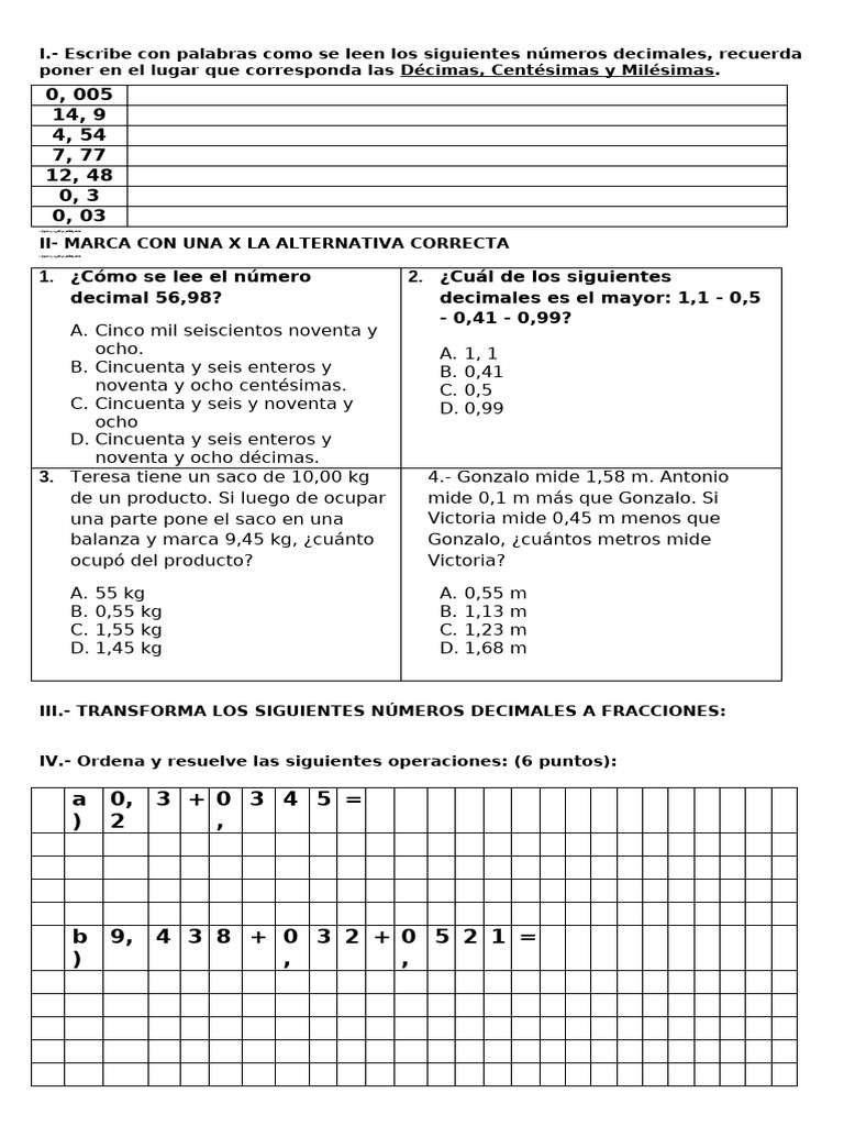 413793737-71290292-Prueba-de-Decimales-4-Basico | PDF