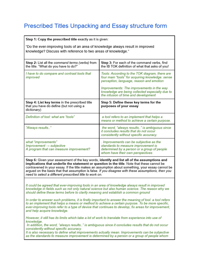 Prescribed - Titles - Unpacking - and - Essay - Structure - Form | PDF ...