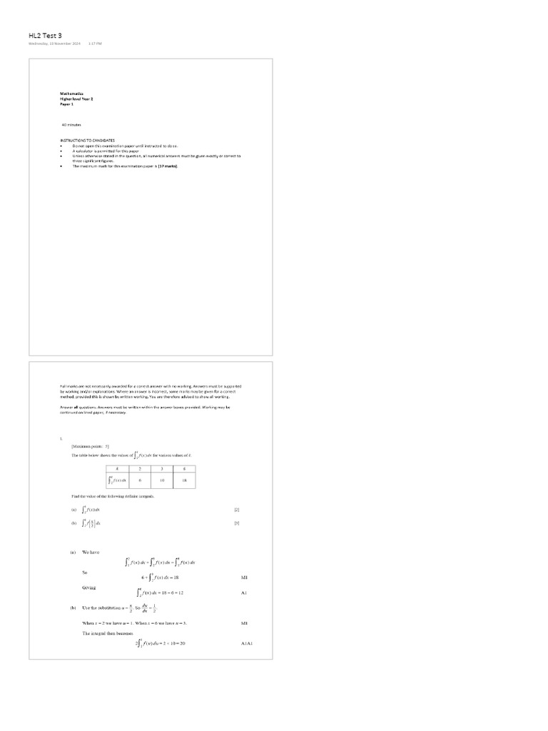 HL2 Test Markschemes 24-25 | PDF