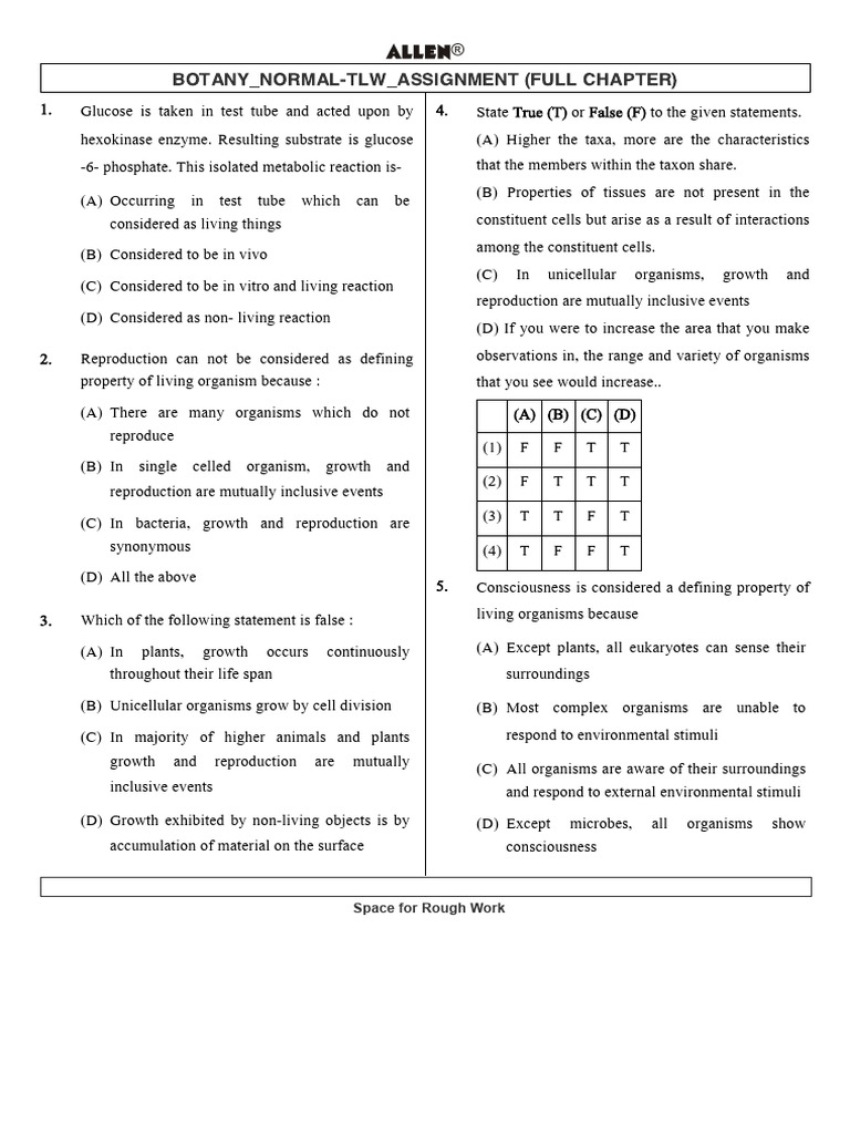 Botany Normal-tlw Assignment (Full Chapter) | PDF | Genus | Species
