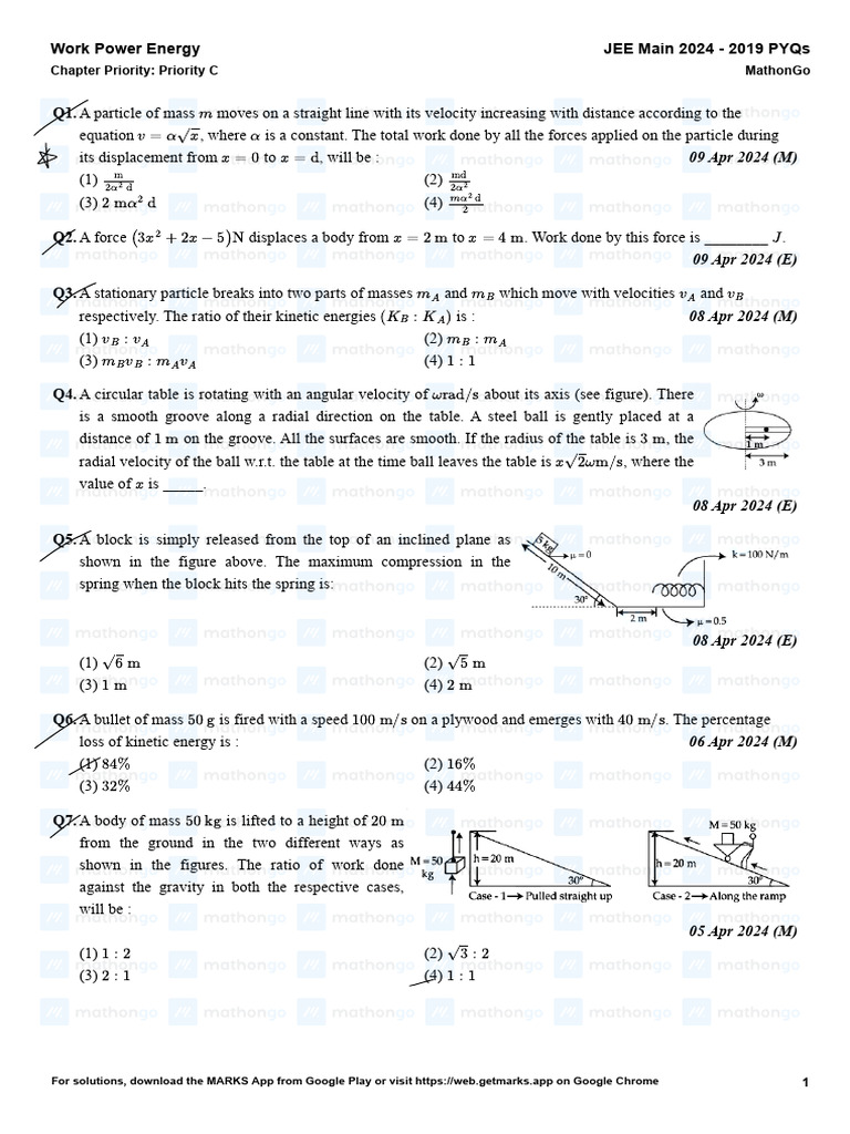 01 - Work Power Energy | PDF | Force | Mass