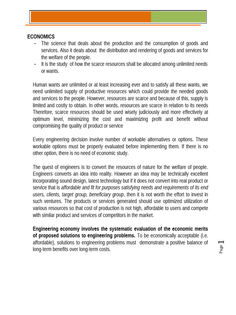 Handout #1 - Intro To Engineering Economics | PDF | Decision Making ...