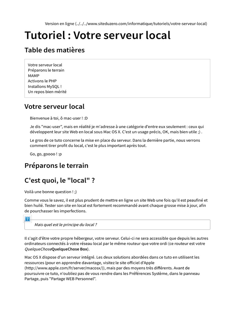 Tutoriel - Votre Serveur Local | PDF | PHP | MySQL