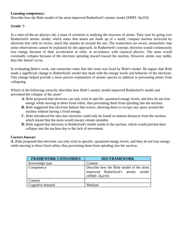 PISA Like Questions | PDF | Electron | Atomic Orbital