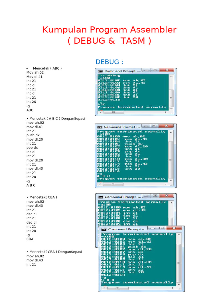 Kumpulan Program Assembler Debug Tasm | PDF