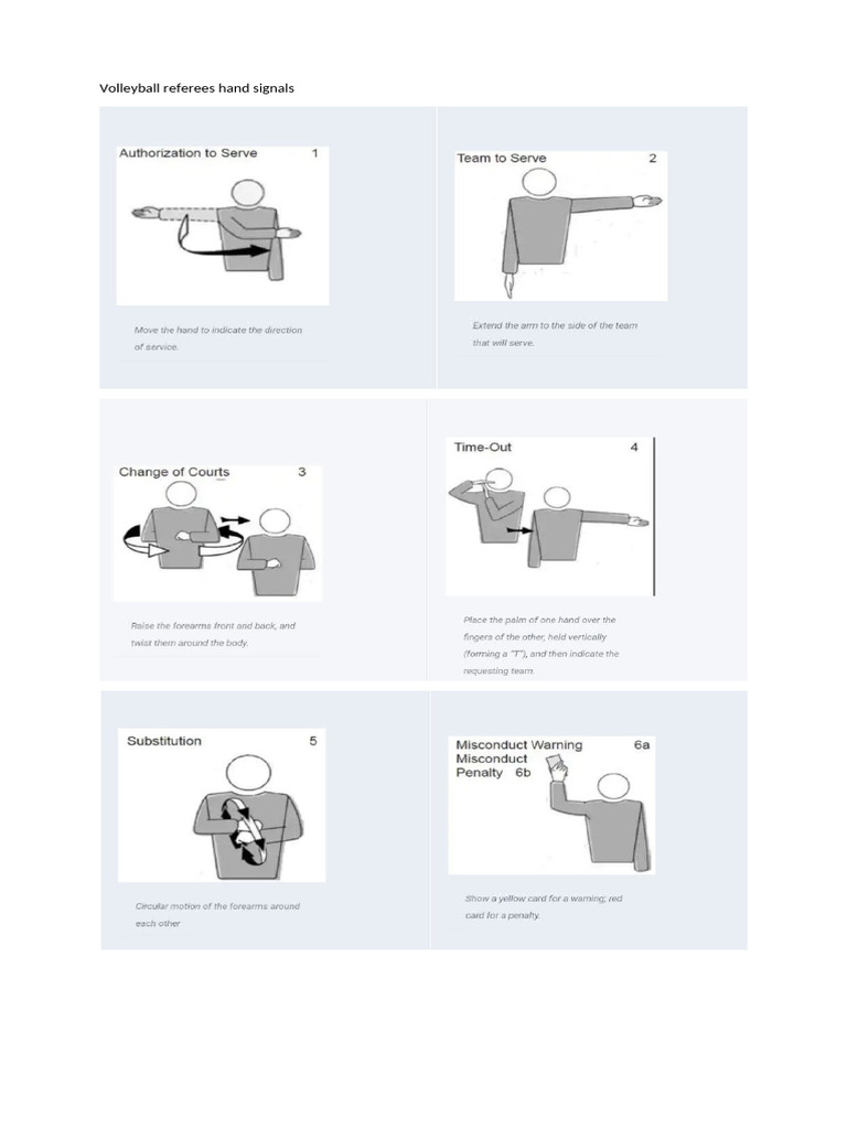 Volleyball Referees Hand Signals | PDF