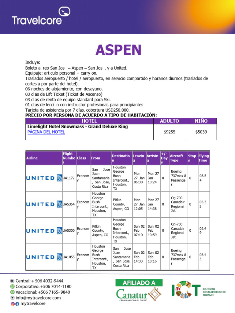 COTIZACION ASPEN DOÑA MARIA - ENE | PDF | Pasajero | Transporte