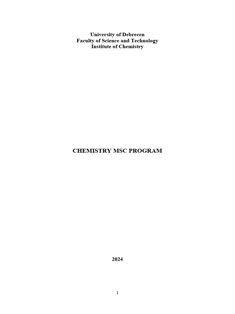 Chemistry MSC 2024 | PDF | Thesis | Knowledge