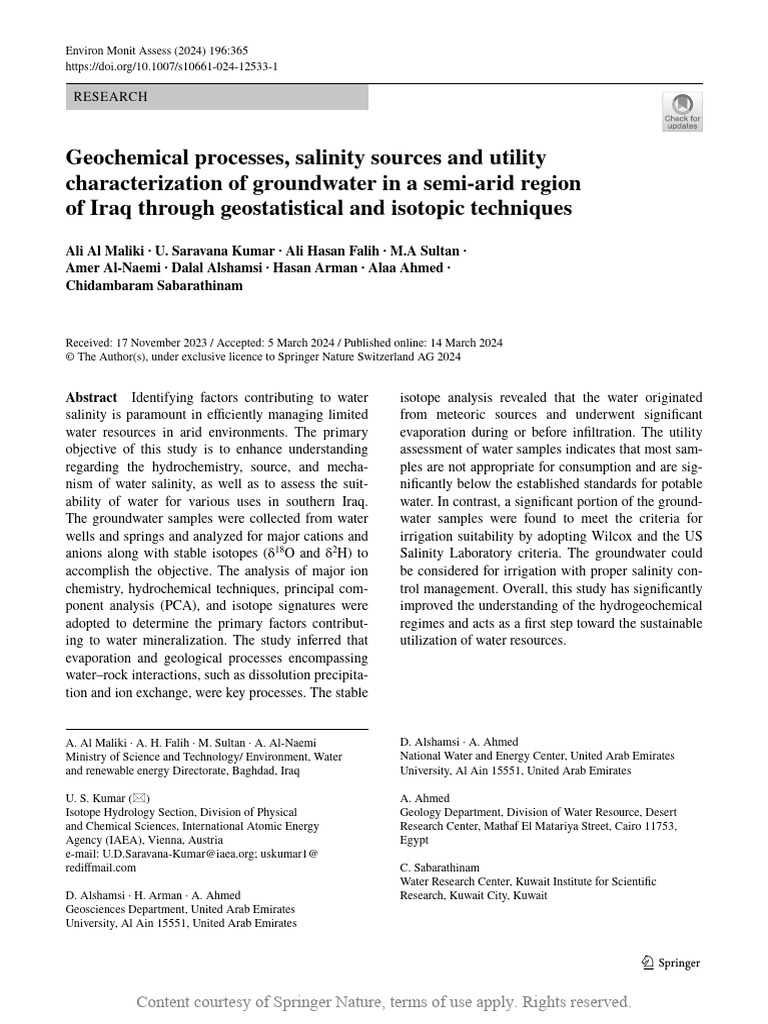 Geochemical Processes Salinity Sources and Utility | PDF | Groundwater ...