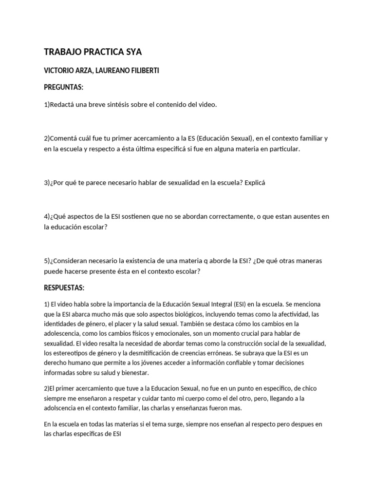 Sya TP Esi | PDF | Educación sexual | La sexualidad humana