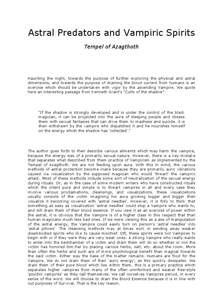 Astral Predators and Vampiric Spirits | PDF | Vampires | Astral Projection