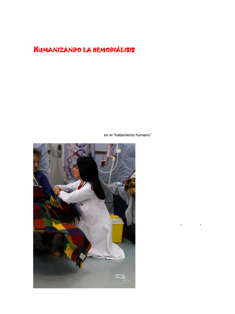 Humanizando La Diálisis ALCER David Hernán | PDF | Enfermería | Terapia