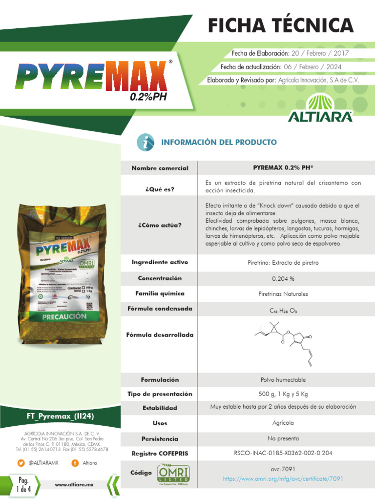 FT Pyremax | PDF | Residuos | Pesticida