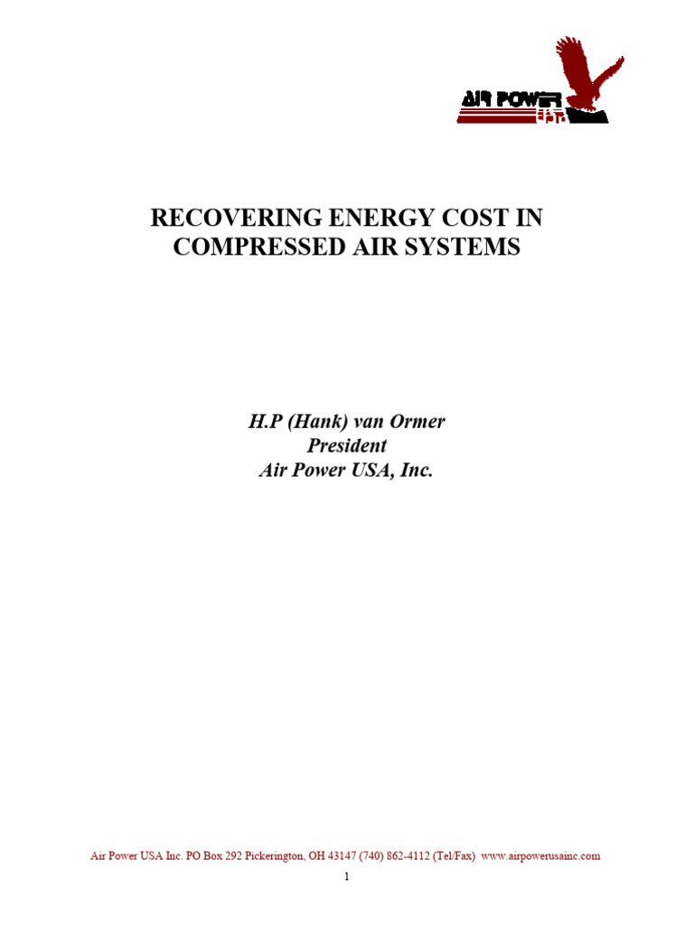Energy Cost For Compressed Air | PDF | Pipe (Fluid Conveyance) | Pump
