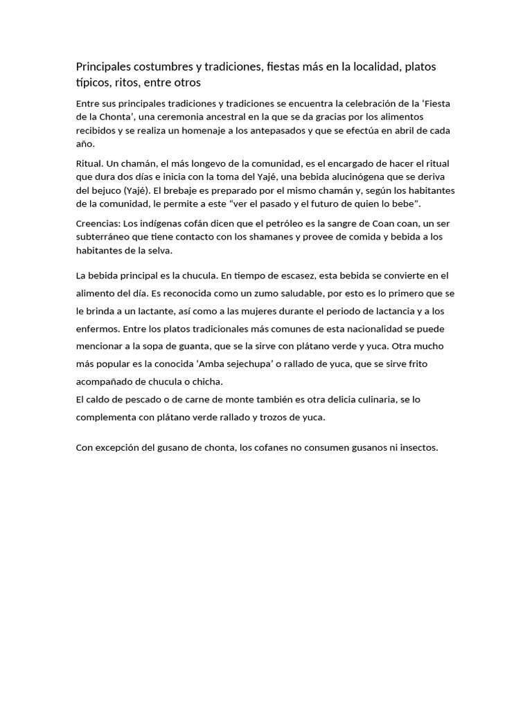 Principales Costumbres y Tradiciones | PDF