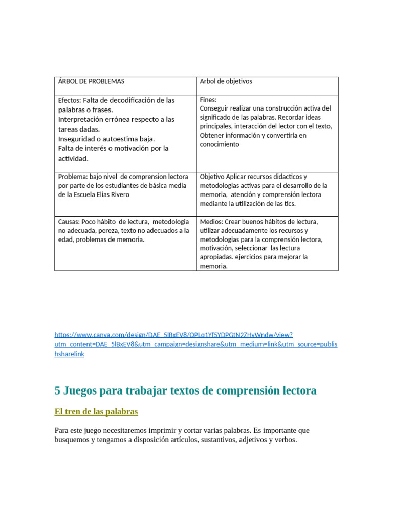 Juegos Didácticos para Comprensión Lectora | PDF | Comprensión lectora ...