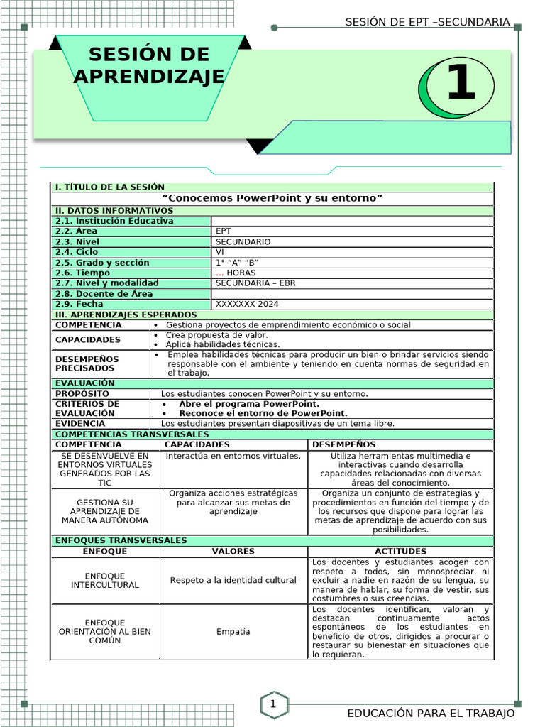 1º Ses Act 1 - Ept 2024 | PDF | Maestros | Aprendizaje