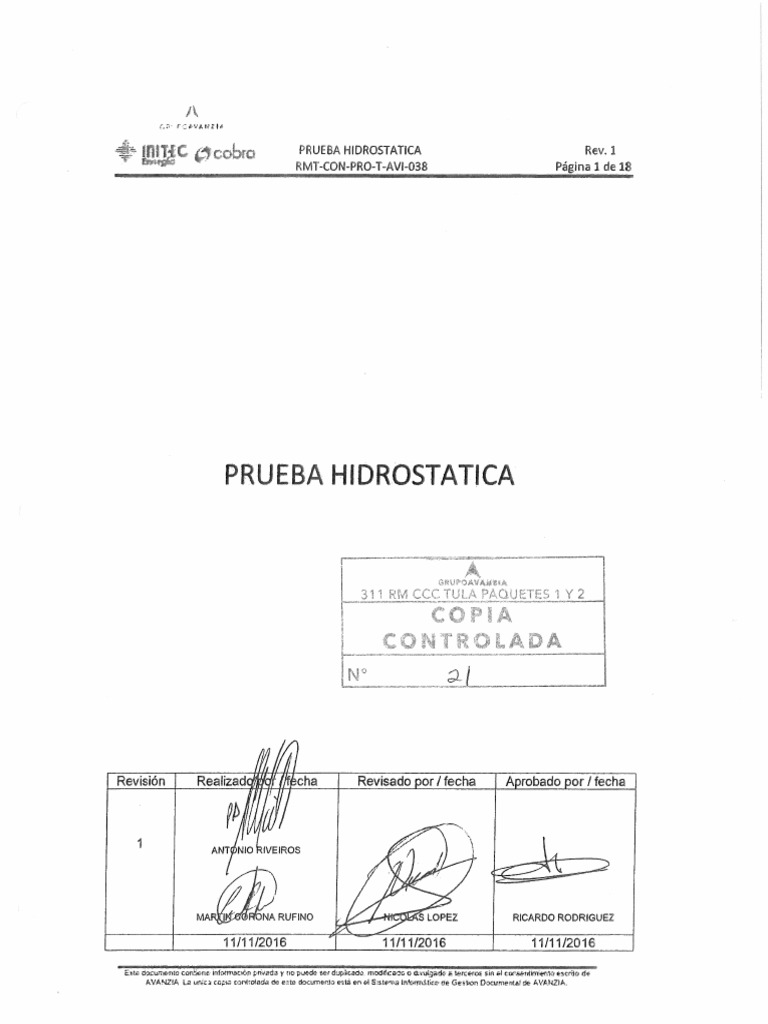 Prueba Hidrostatica | PDF