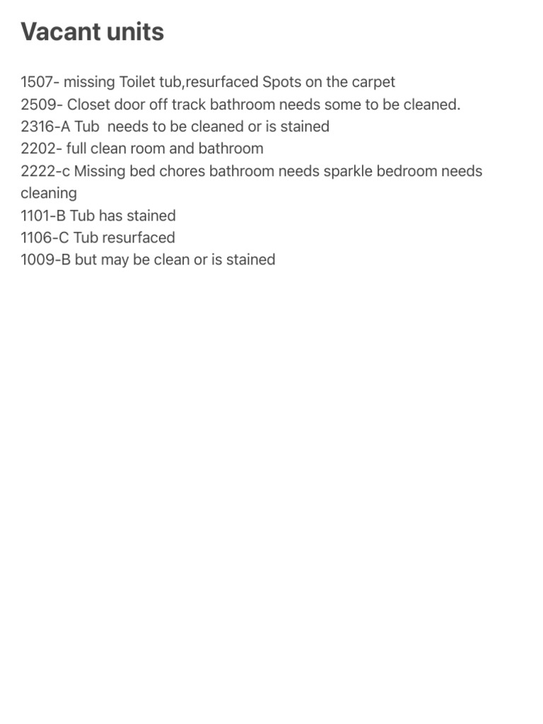 Vacant Units | PDF