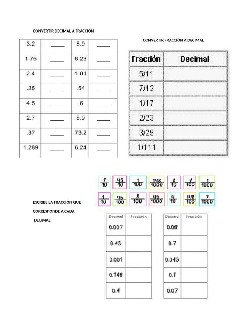 Convertir Decimal A Fracción | PDF
