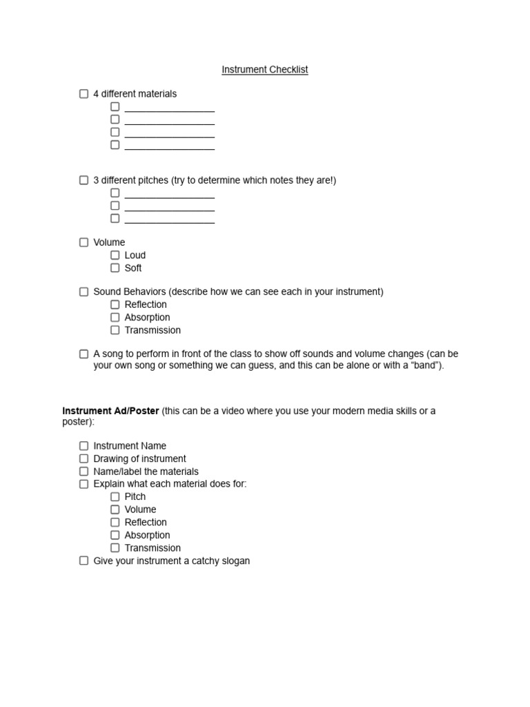 Instrument Project Checklist | PDF