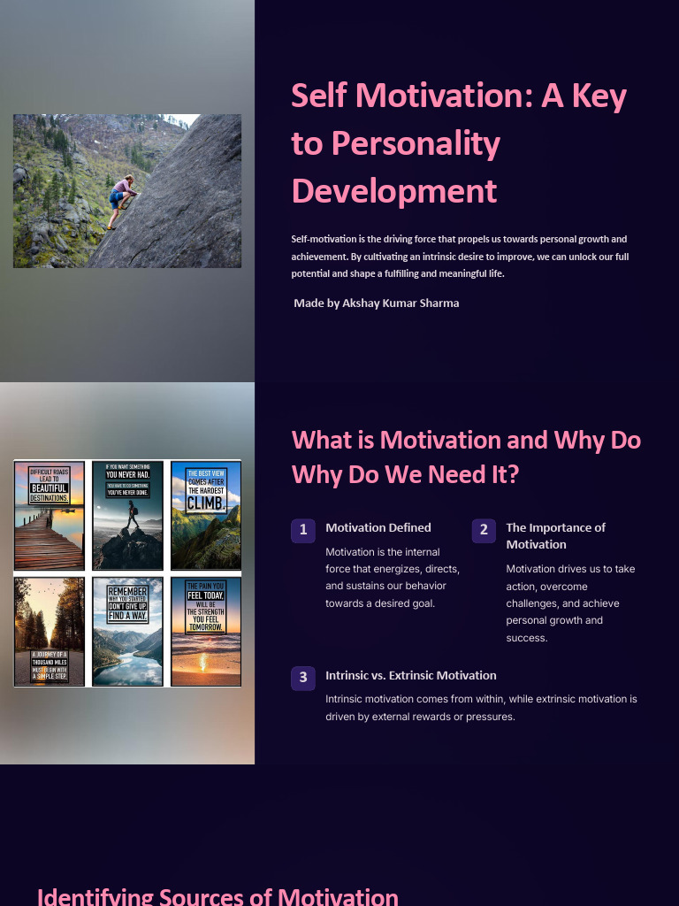 Self Motivation A Key To Personality Development | PDF | Motivation ...