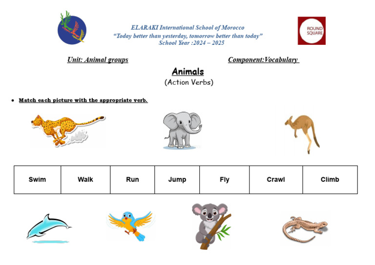 Animal Action Verbs for Kids | PDF