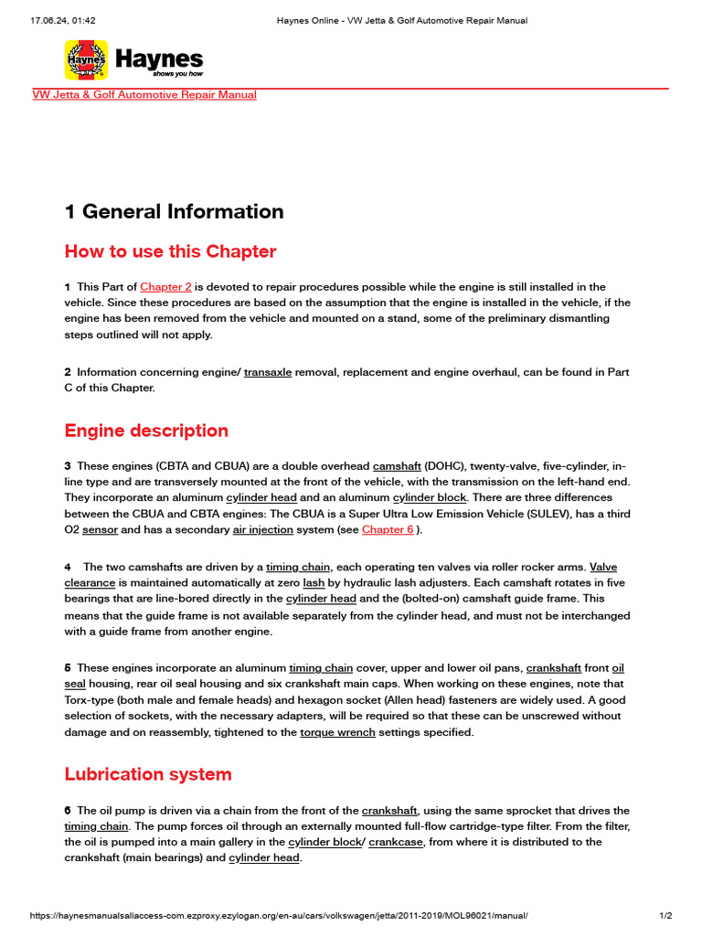 2b Five-Cylinder Engines 1 General Information | PDF | Engines ...