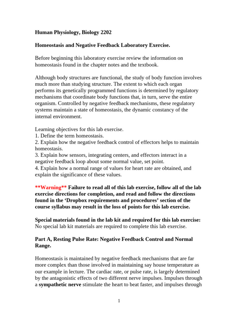 Caitlin Riordan Lab Exercise 1 Homeostasis | PDF | Heart Rate | Pulse