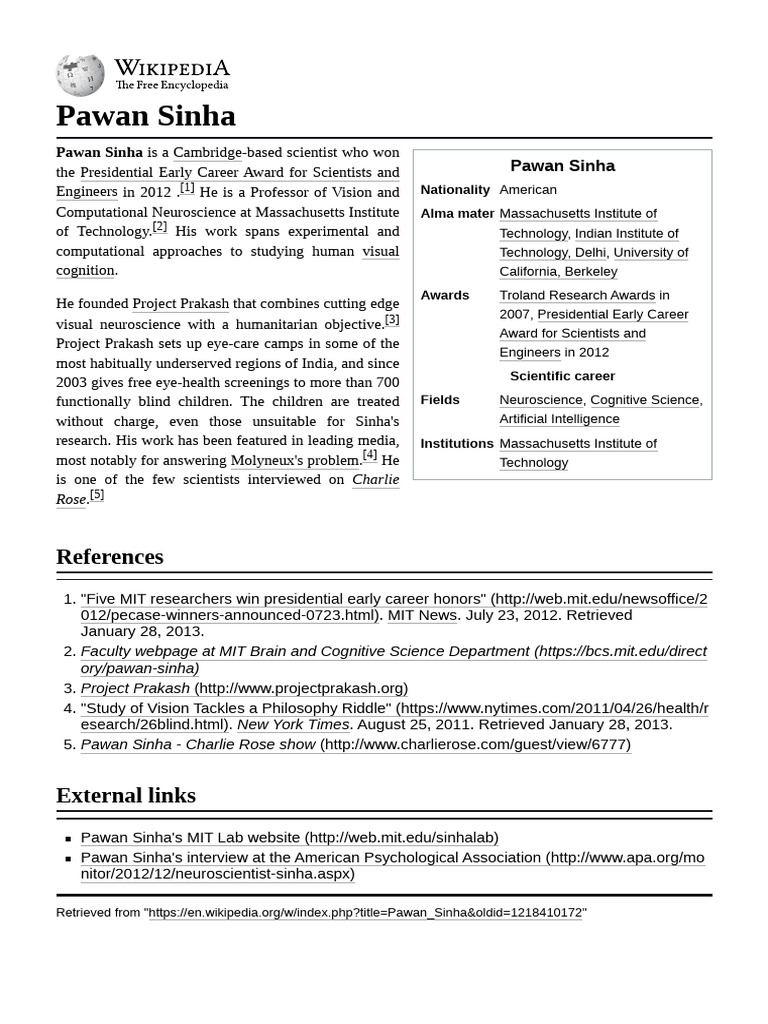 Pawan_Sinha | PDF | Psychology | Science