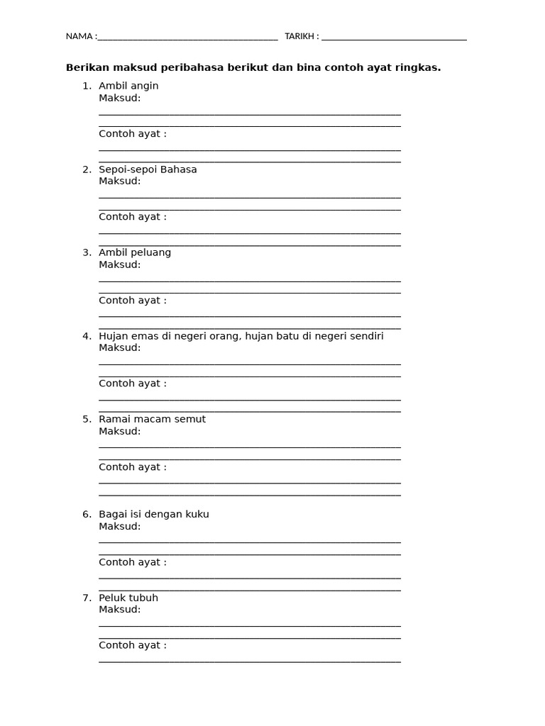 Latih Tubi Peribahasa | PDF