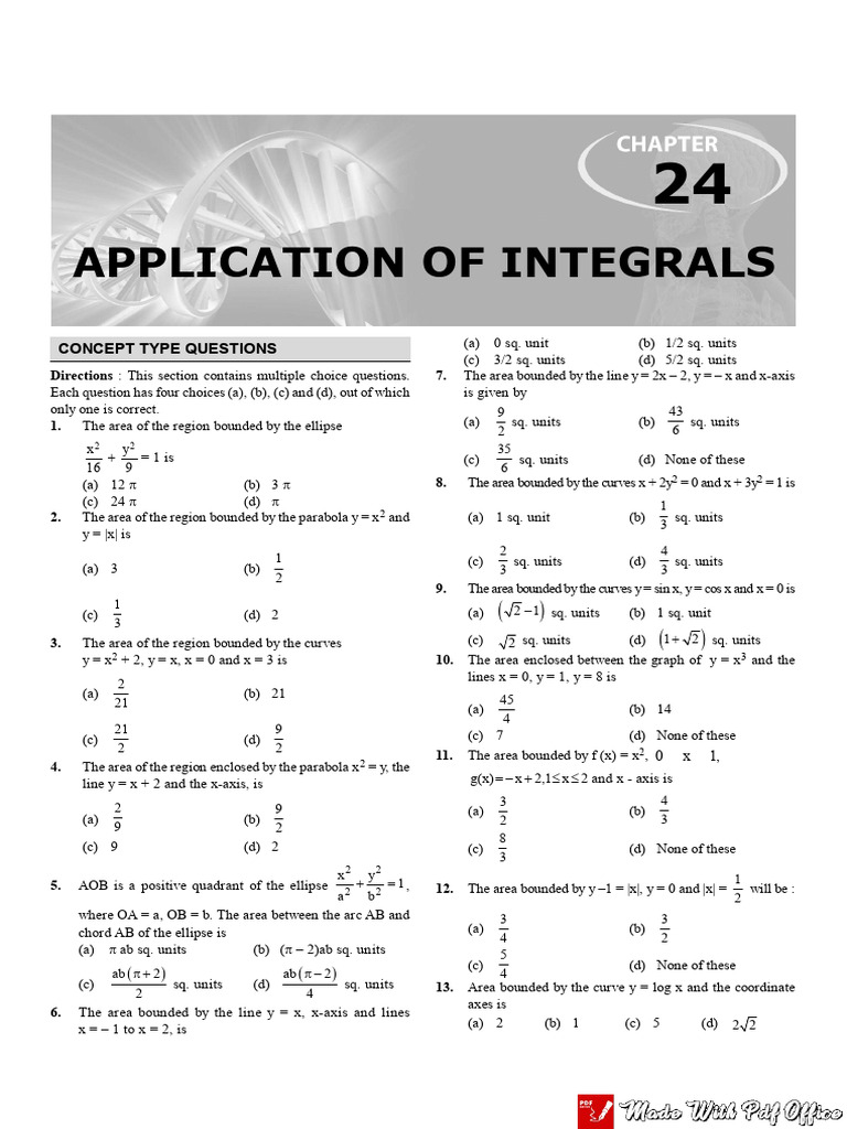 Appilication of Integrals Ncert Extract | PDF | Area | Cartesian ...