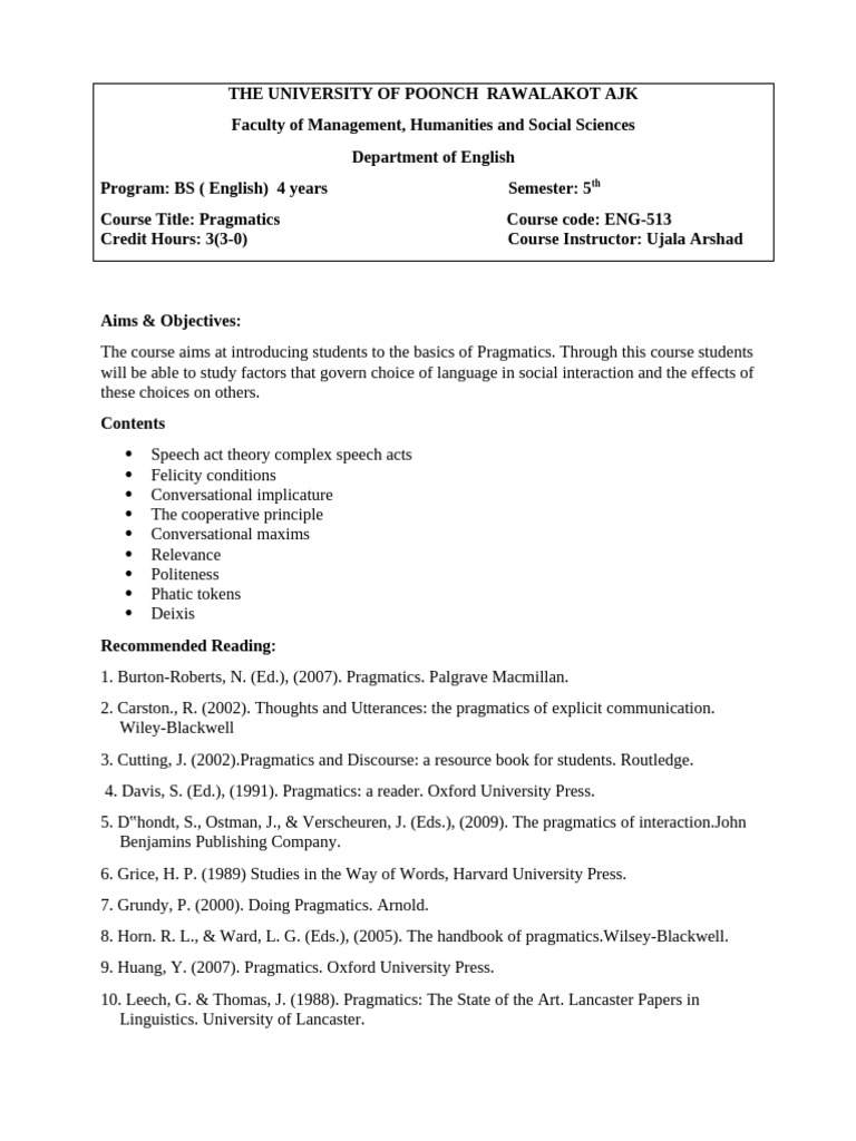 Pragmatics | PDF | Communication | Cognitive Science