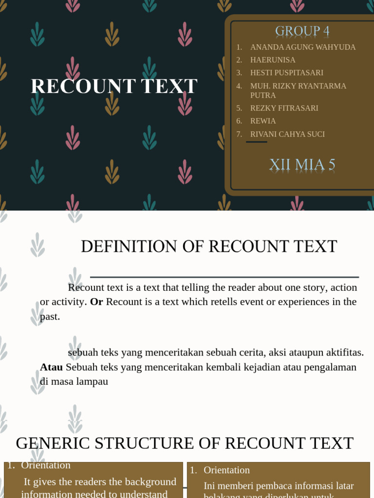Recount Text | PDF | Grammar | Linguistics