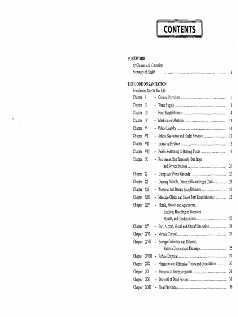 PD 856 Sanitation Code-03 | PDF | Sanitation | Hygiene