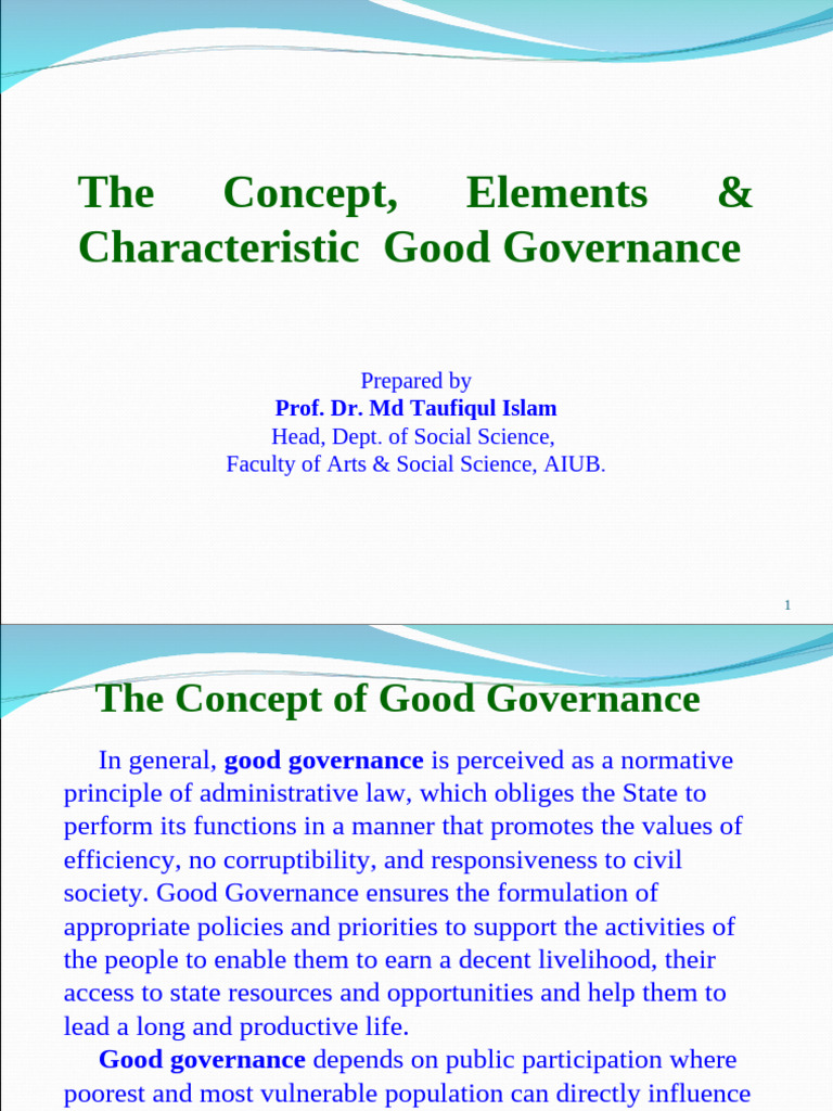 Concept and Elements of Good Governance | PDF | Governance | Good ...