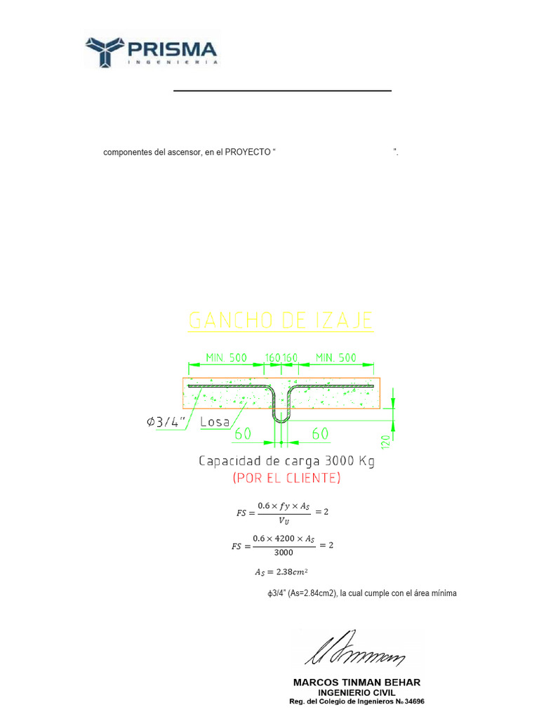 Cert. Ganchos de Izaje Parques Callao 2 | PDF