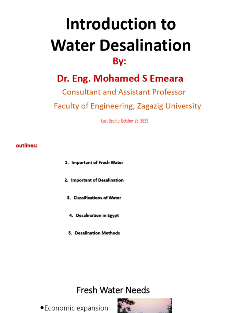 First Day, Introduction and Desalination Methods | PDF