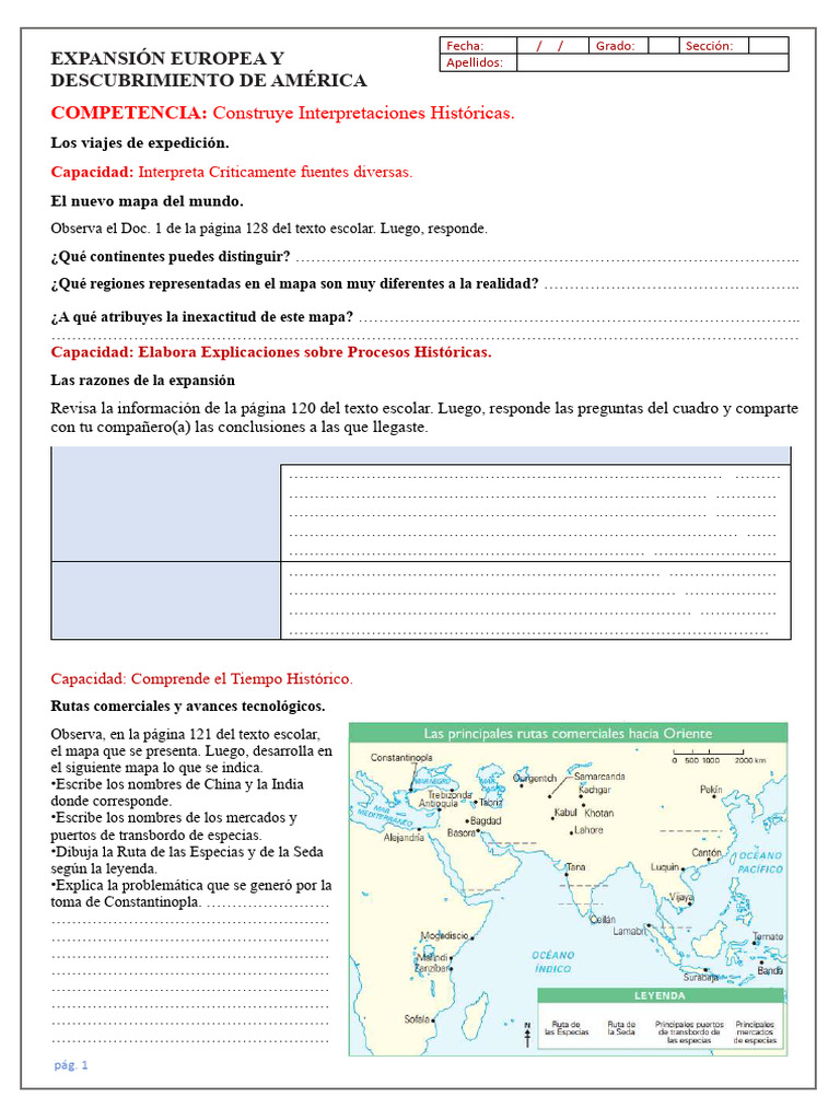 Expansion Europea y Descubrimiento de America 2° | PDF