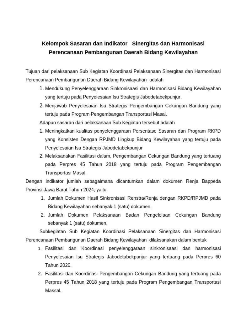 Sinergitas Pembangunan Kewilayahan Jabar | PDF