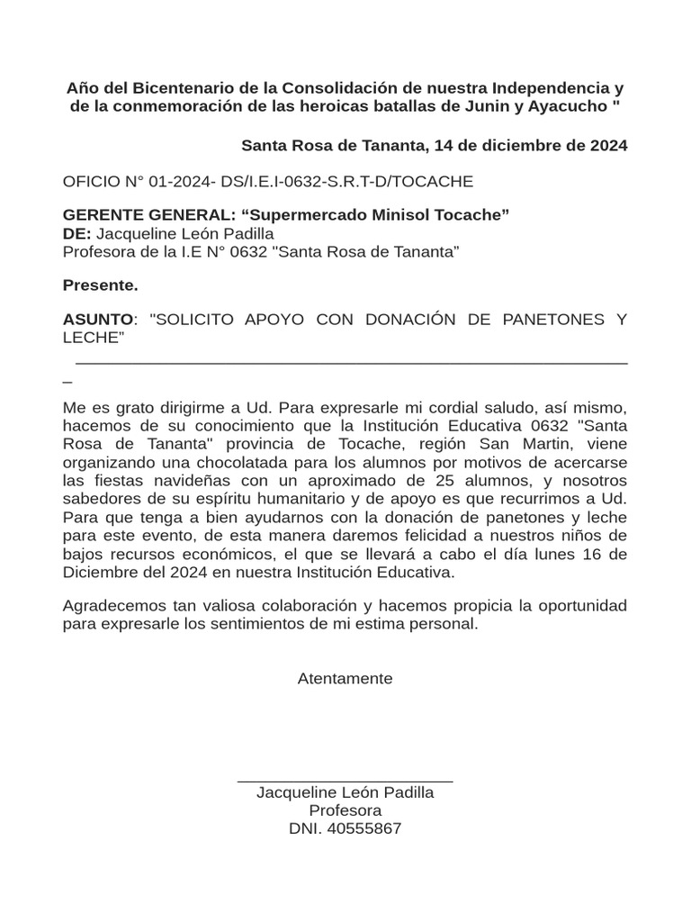 Oficio de Donación | PDF