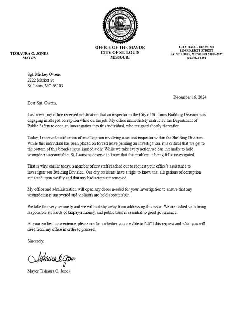 12.16.24 Building Division Letter - FBI | PDF