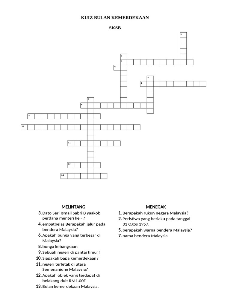 KUIZ BULAN KEMERDEKAAN | PDF