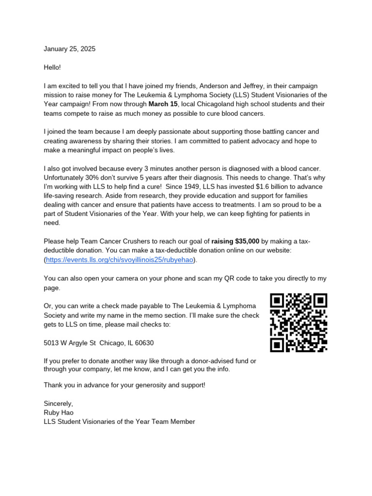 LLS Team Member Letter | PDF