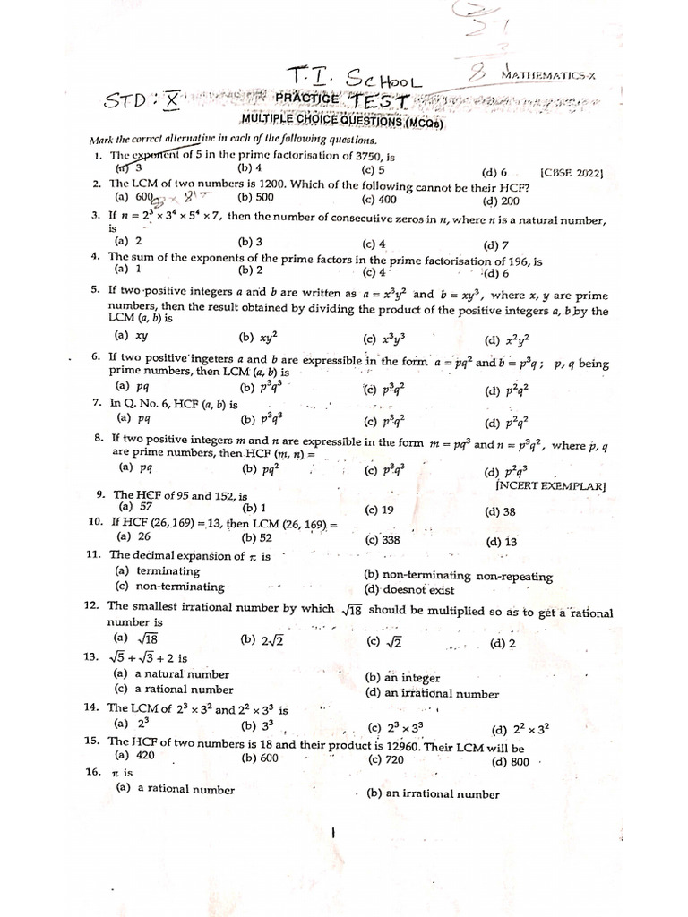 real numbers mcqs(1) | PDF real numbers mcqs(1) | PDF